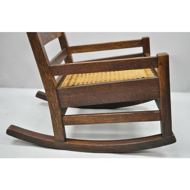 Antique Arts & Crafts Mission Oak Ladder Back Hip Rail Rocker Rocking ...