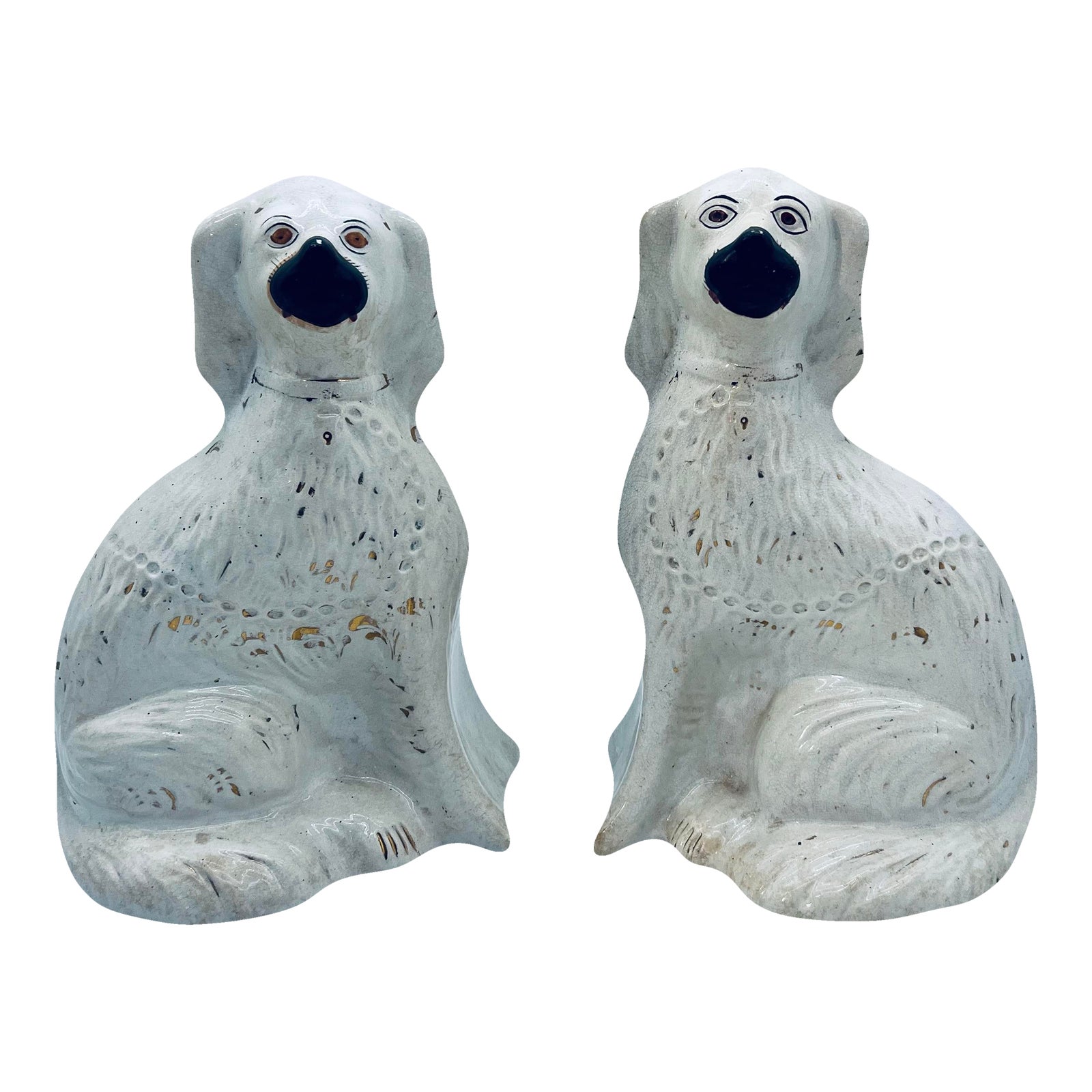 A Pair of Antique English Staffordshire Spaniel Dogs, Circa 1850's ...