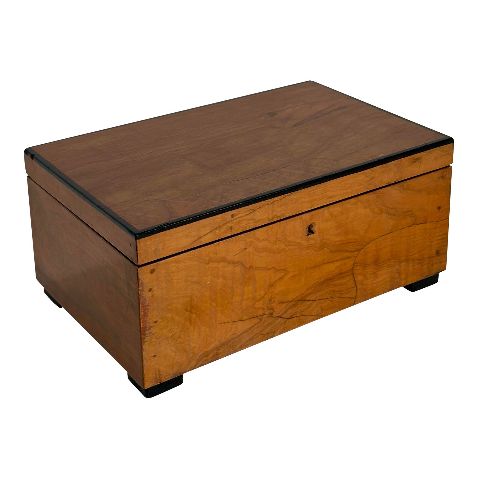 Vintage Italian Amber Wood Rectangular Lidded Box | Chairish