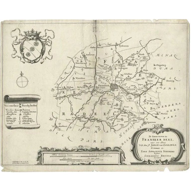 Antique Map of the Region of Franekeradeel, 1664 | Chairish
