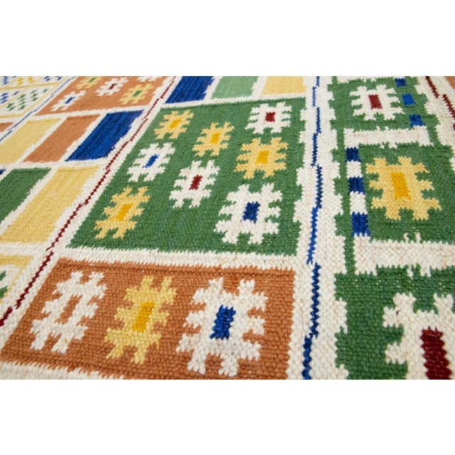 2010s Swedish Style Handmade Wool Rug With Multicolor Art Deco Design ...