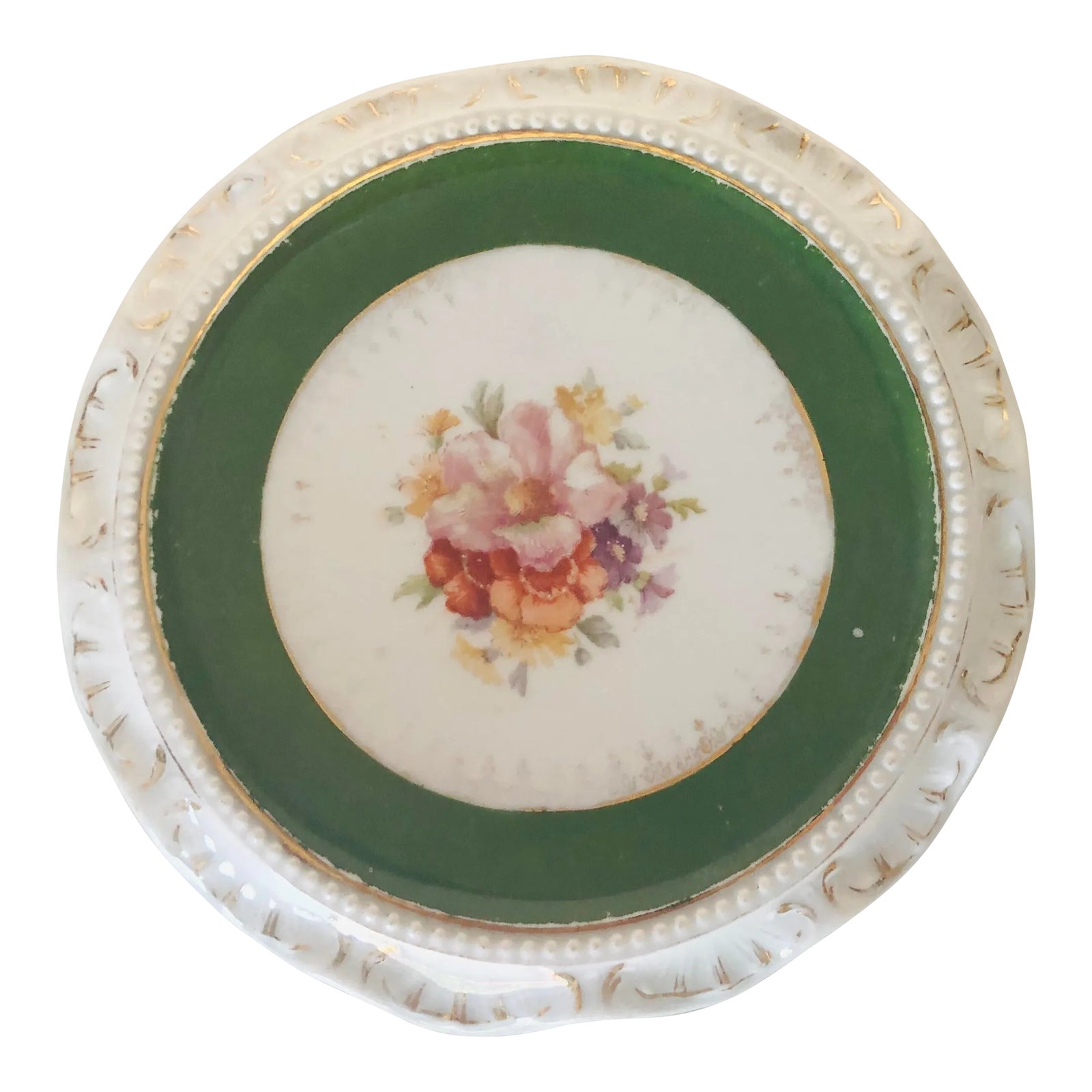 1910s Victorian German Porcelain Hot Plate/ Tea Pot Trivet | Chairish