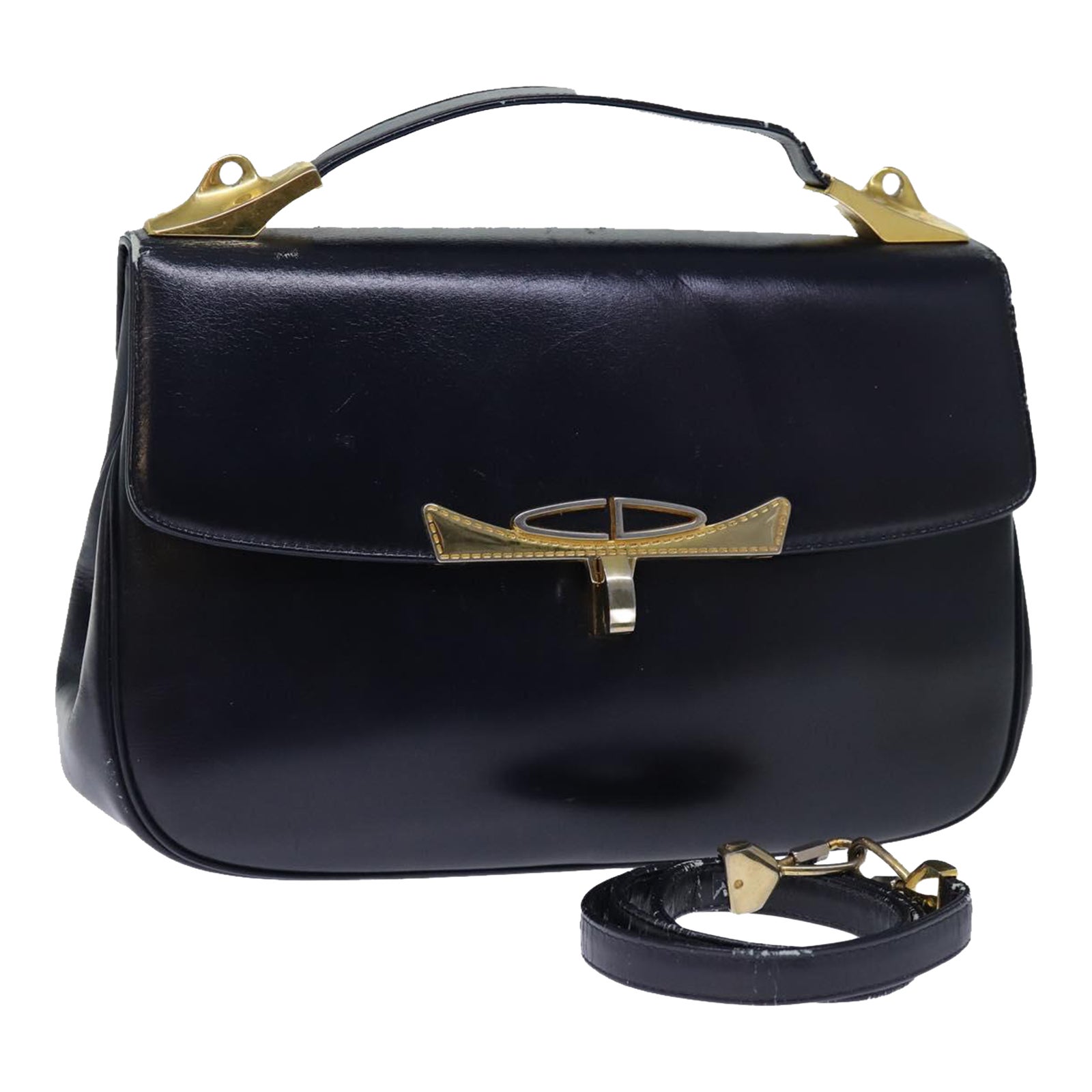 Christian Dior Hand Bag Leather 2Way Navy Auth Bs13792 | Chairish