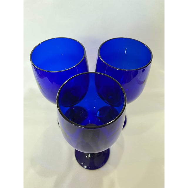 1980’s Vintage Libbey Cobalt Blue Wine Glasses -Set of 3 | Chairish