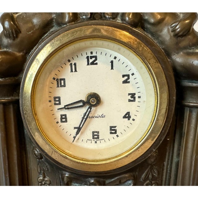 1940s Vintage Hollywood Regency Precista Cast Metal Putti Mantle Clock ...