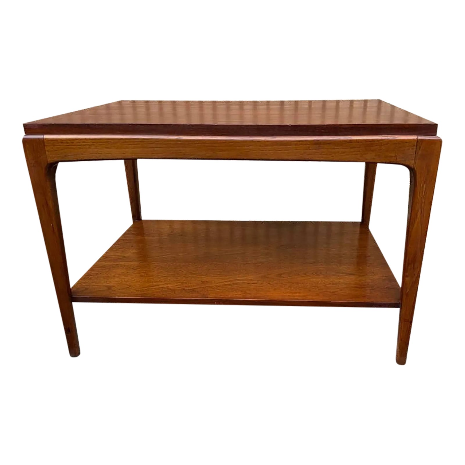 Mid Century Rhythm Lane Two Tier Walnut Side -End Tables. | Chairish