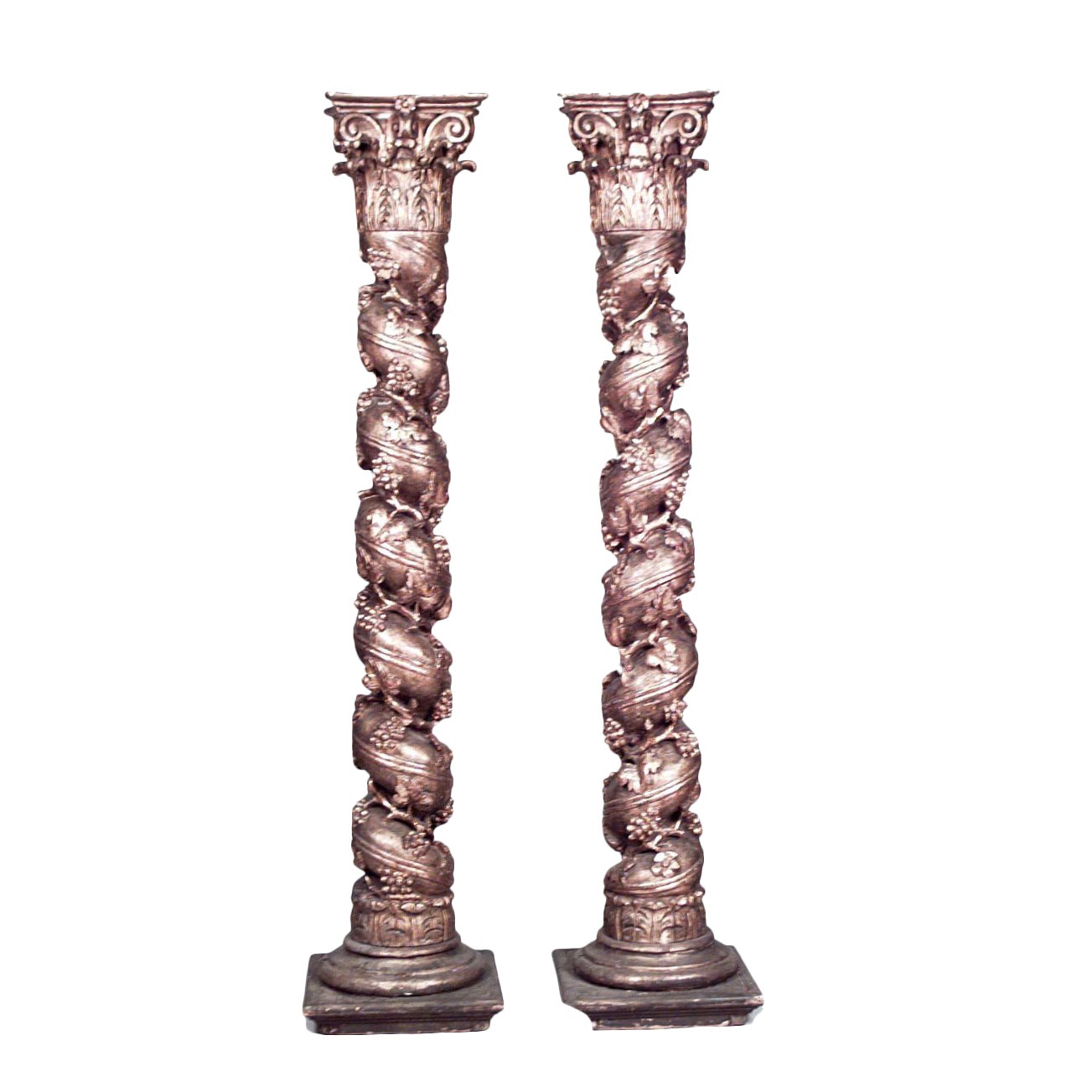 Italian Rococo Solomonic Columns - a Pair | Chairish
