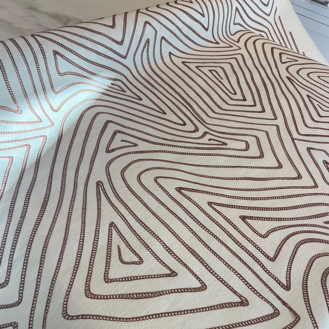 Pierre Frey Tonga Embroidered Crewel Silk Matka Fabric- 2 Yards | Chairish