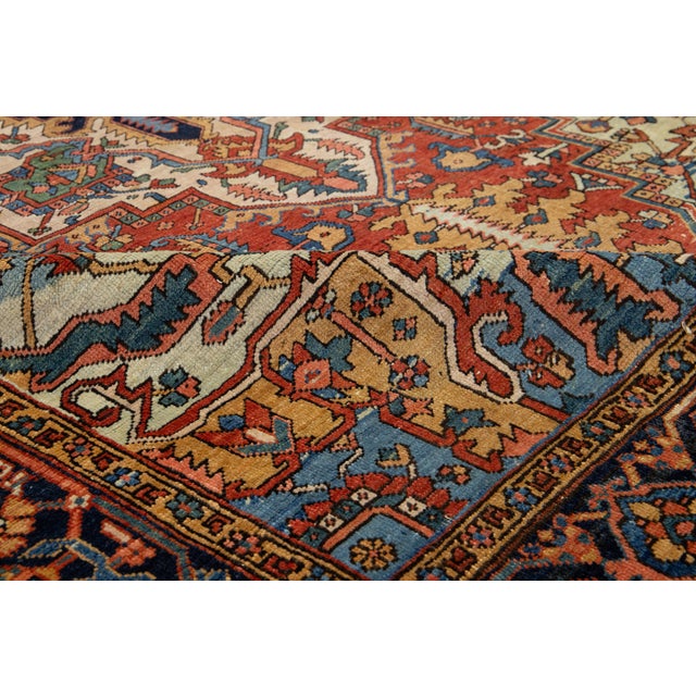 Room Size Antique Persian Heriz Designed Wool Rug Handmade in Rust ...