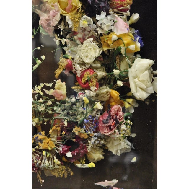 Antique Victorian Wax Flower Floral Mourning Wreath Shadow Box Wall ...