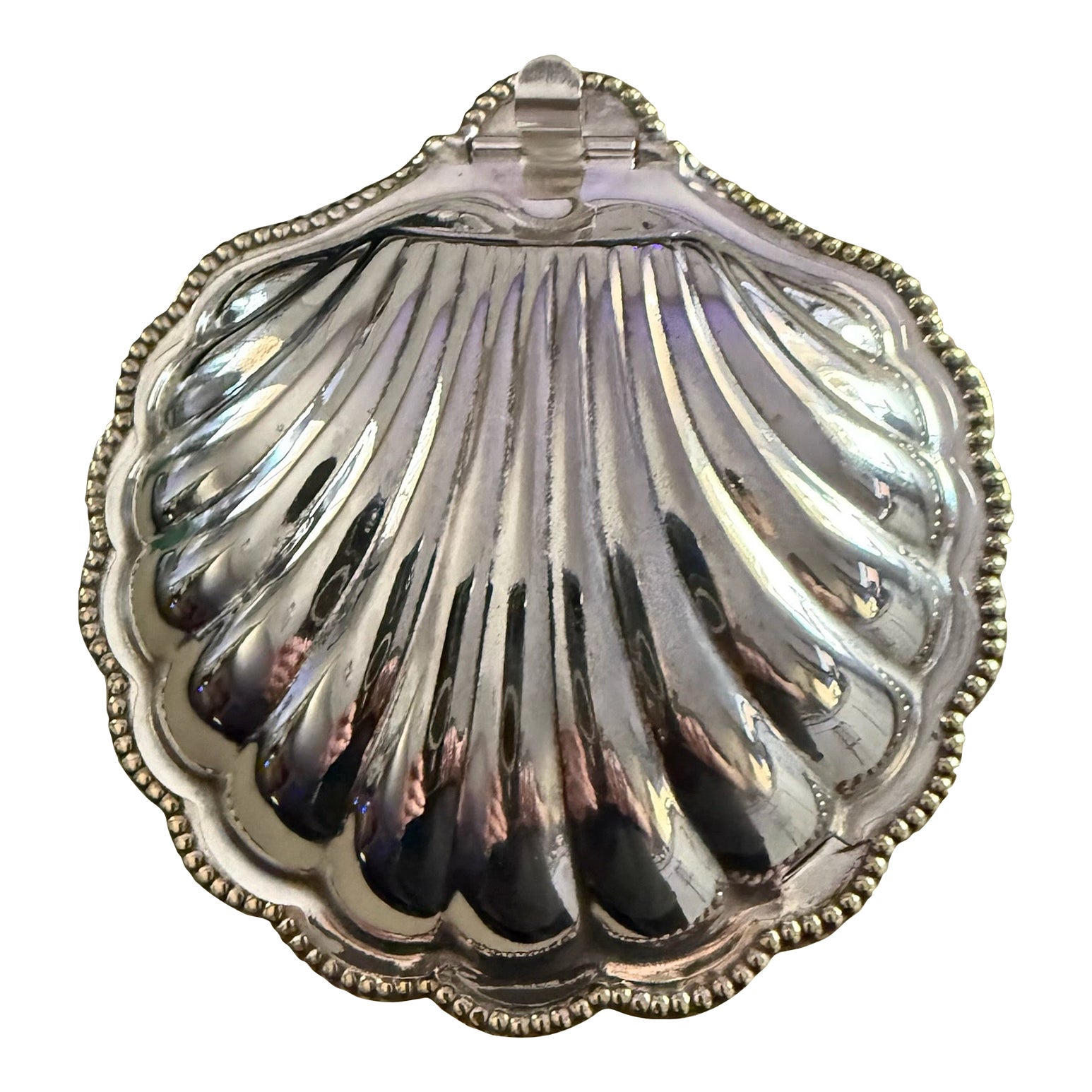 Vintage E & J Leek Silver Plate Clamshell With Frosted Glass Liner ...