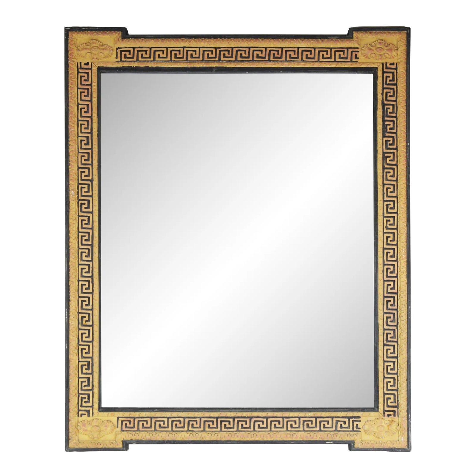 Hand-Carved Greek Key Design Framed Mirror | Chairish