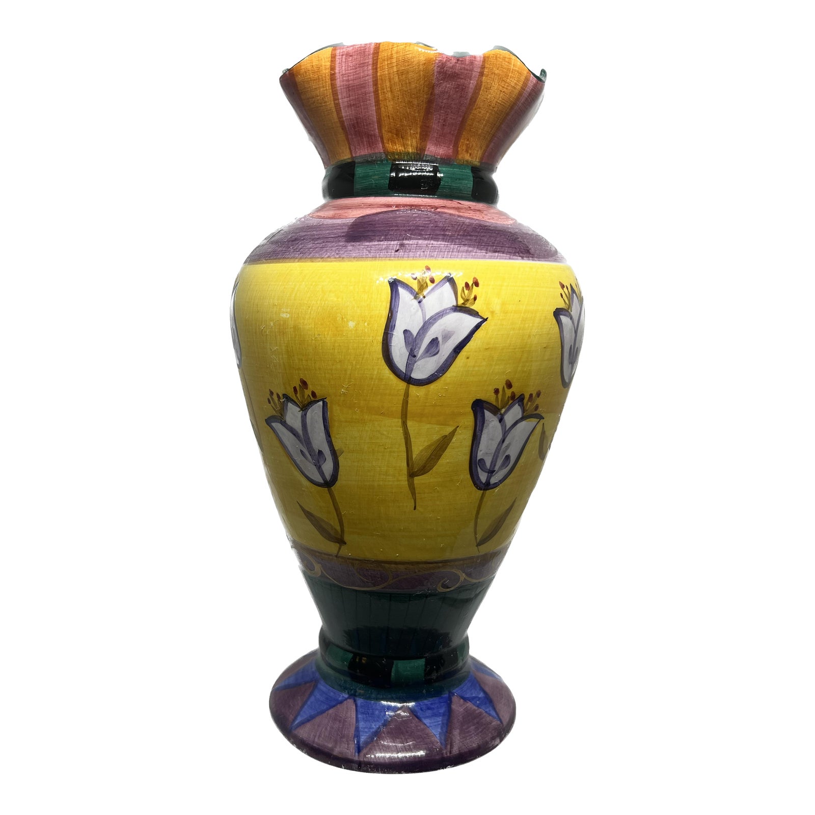 Vintage Signed Milom & Louis Handpainted Tulip Glazed Ceramic Vase ...