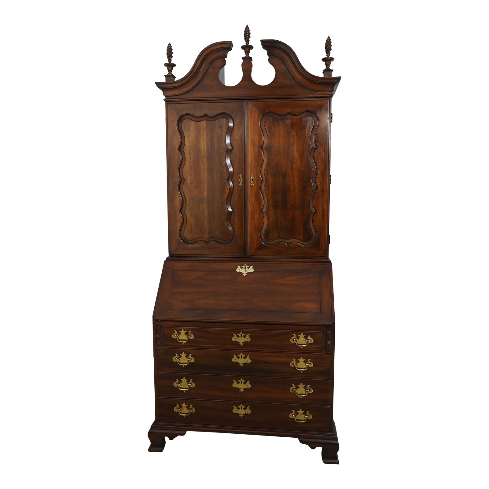 Statton Oxford Antique Cherry Chippendale Style Secretary Desk | Chairish