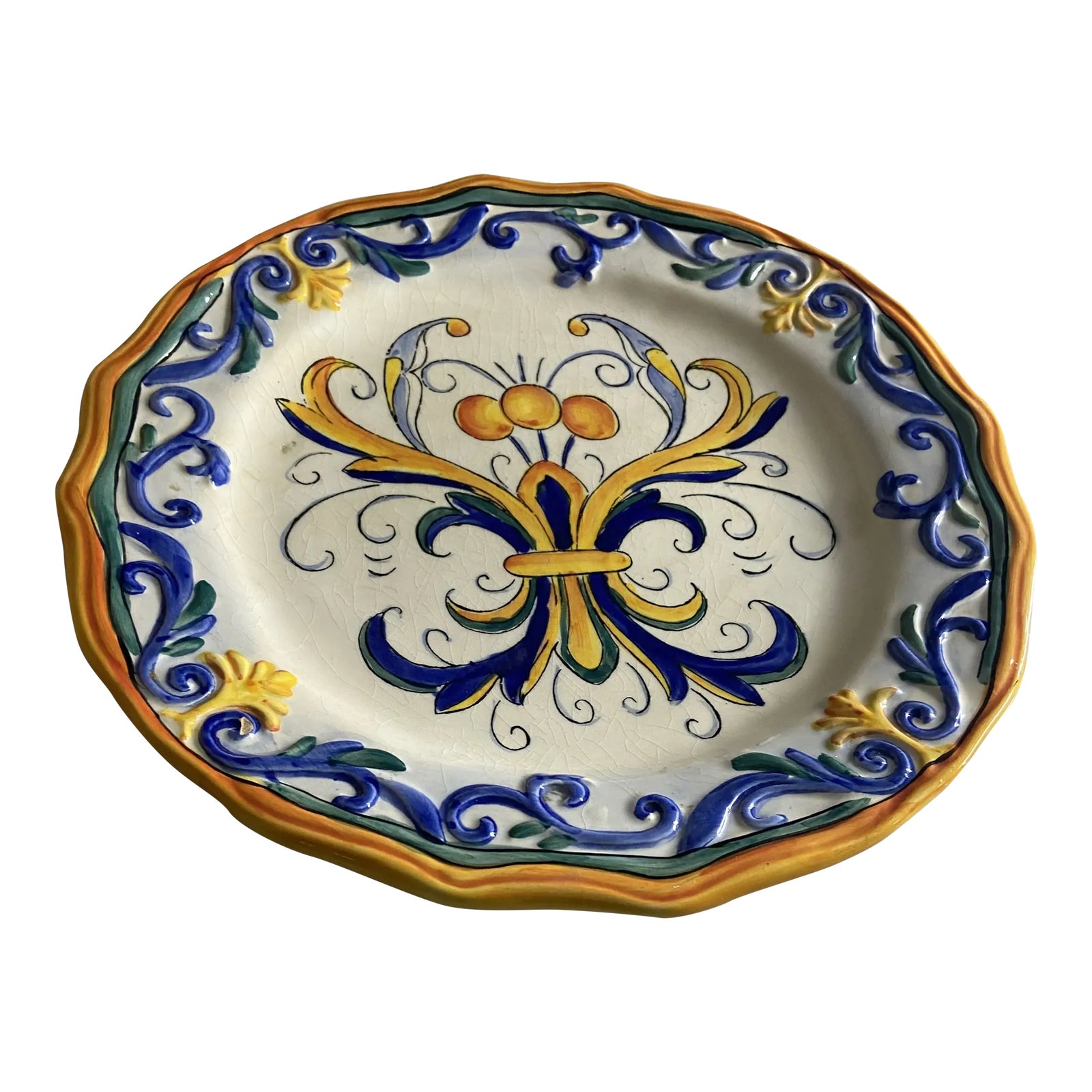 Late 20th Century Italian Deruta Raffaellesco Style Plate | Chairish