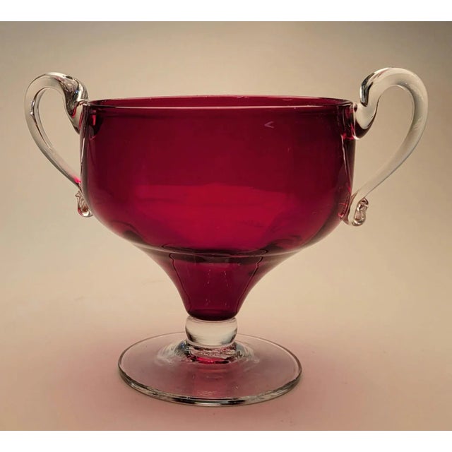 1960s Ruby Red Blenko Regal Line Compote by Wayne Husted | Chairish