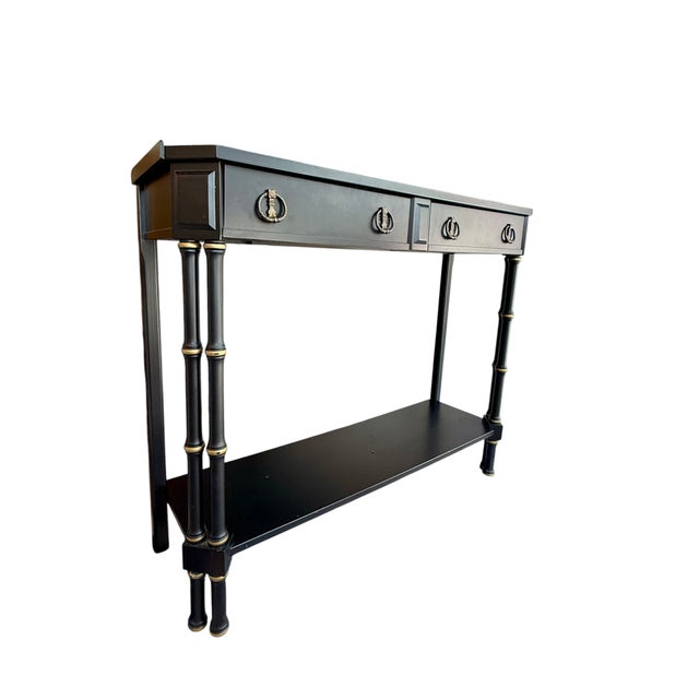 Black Faux Bamboo Console Table | Chairish