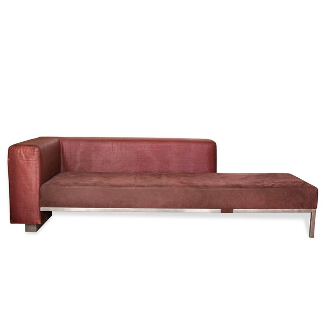 2000s Modern Daybed Sofa With Belgian Linen and Suede Upholstery | Chairish