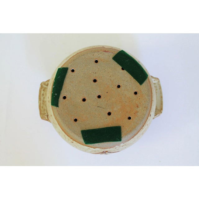 Vintage Lidded Pottery Colander | Chairish