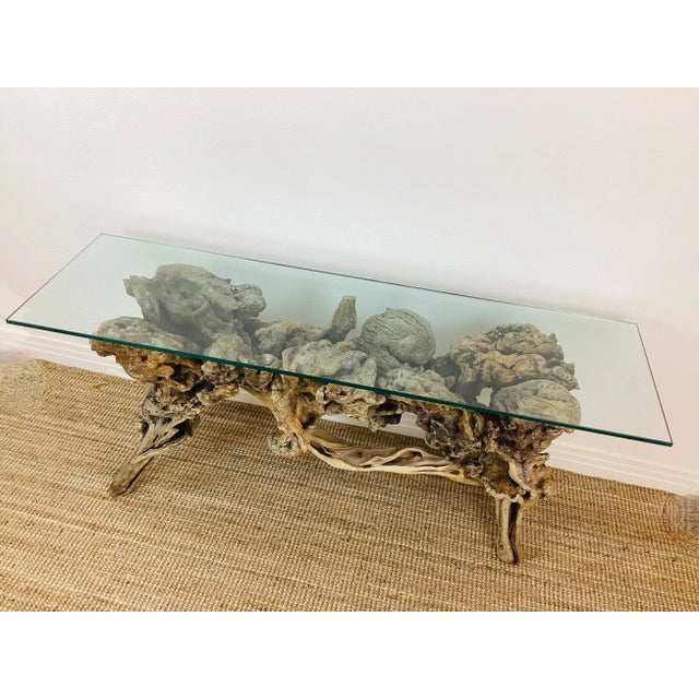 Vintage Burl Wood / Driftwood Console Table Organic Modern Style | Chairish