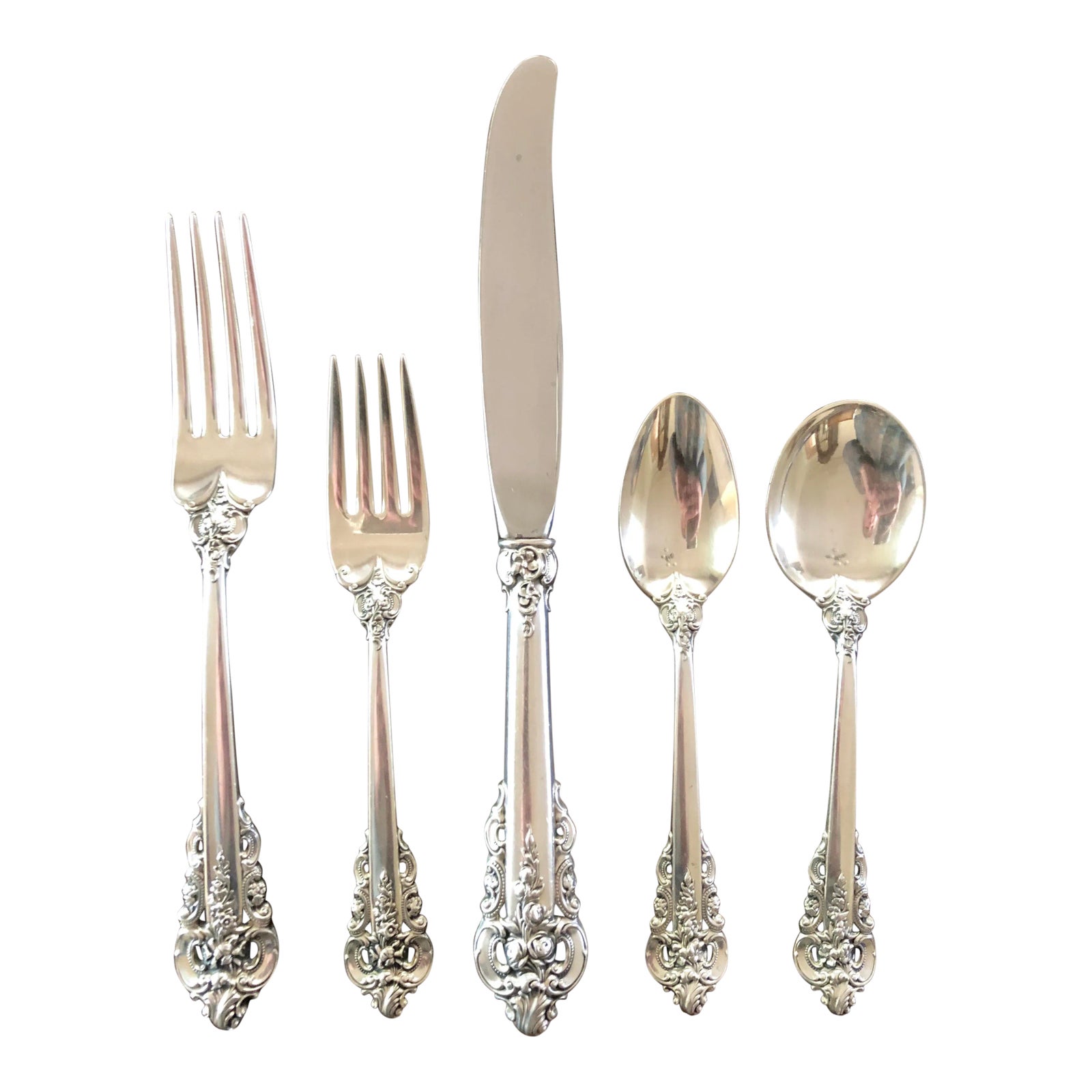 Grande Baroque 124 Pc. Dinner Sterling Wallace Silverware Set | Chairish