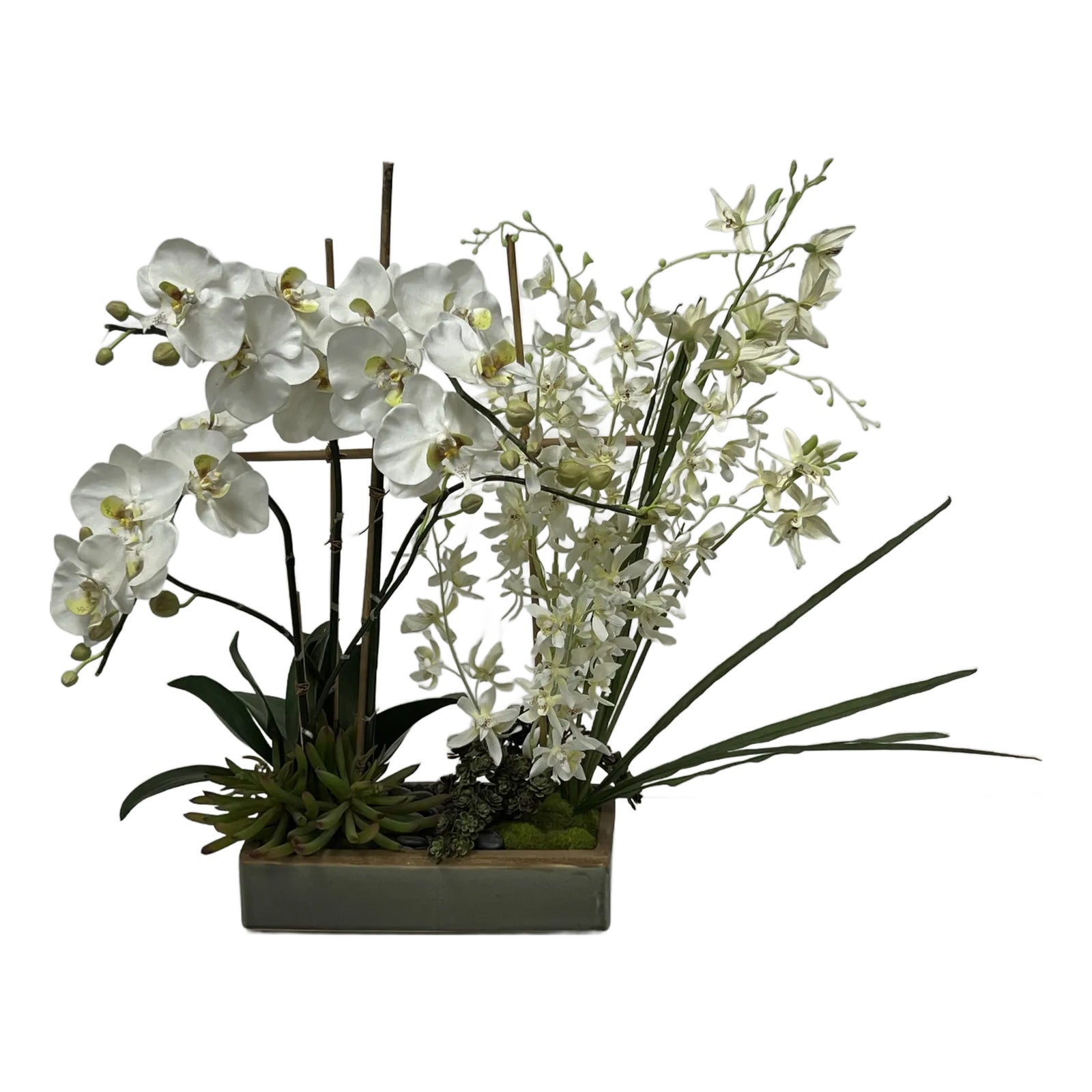 Gumps Artificial Silk Orchid + Dendrobium Flower Arrangement | Chairish