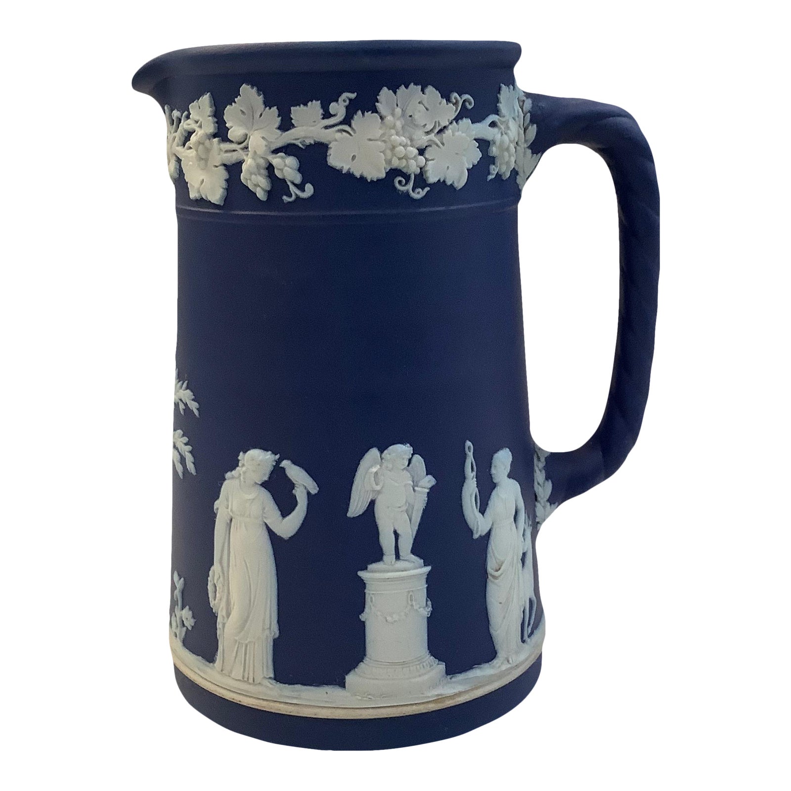 Wedgewood Jasperware Antique English Blue and White Pitcher | Chairish