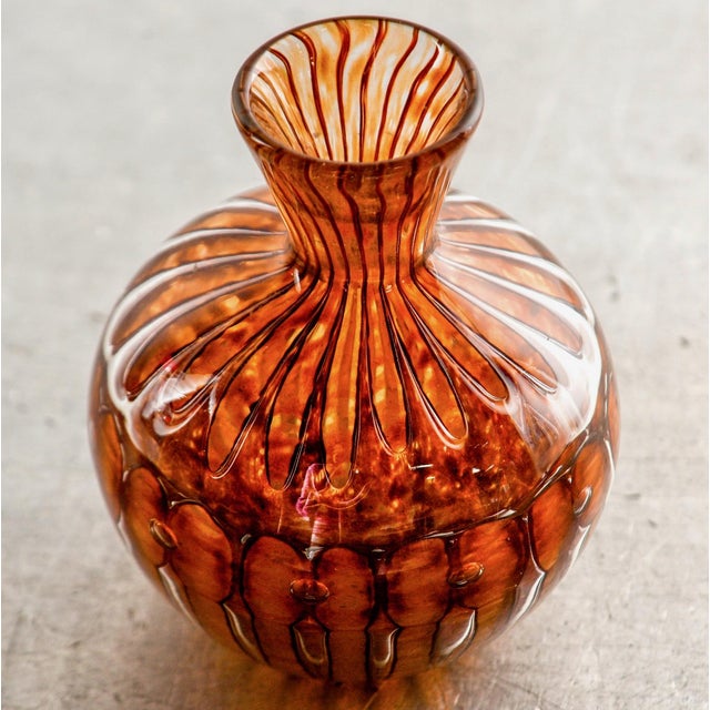 1940s Small Signed Amber Color Verlys Vase | Chairish