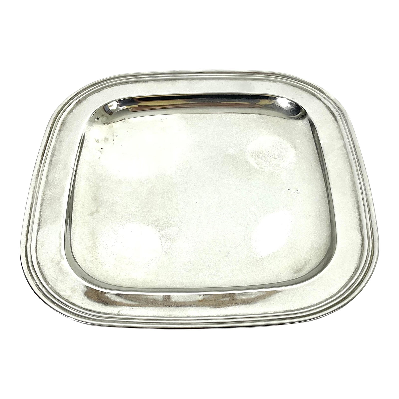 Mid Century Modern Small Square Silver Tray | Chairish