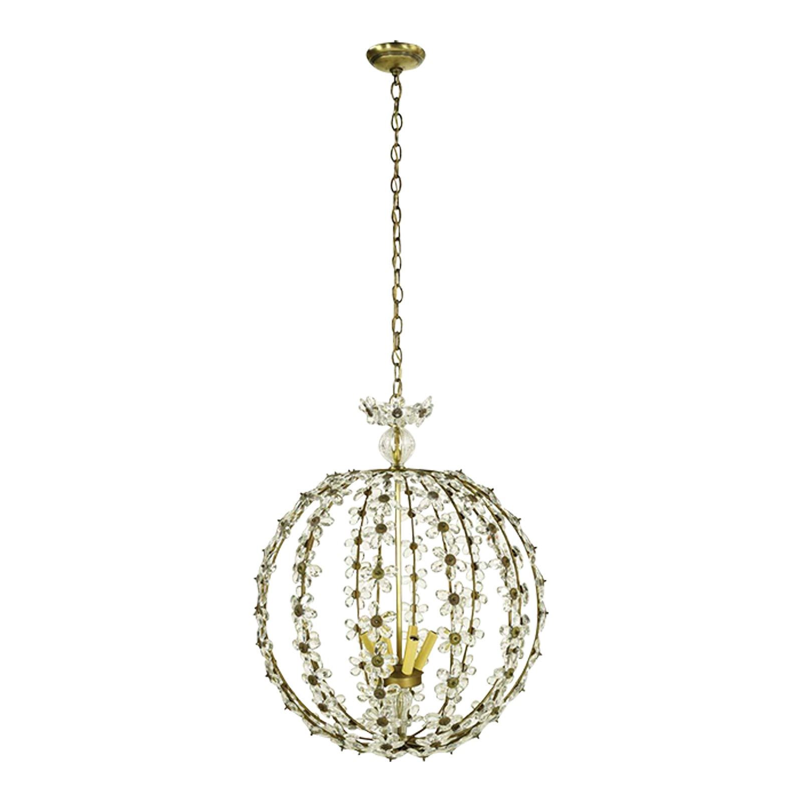 Late 20th Century Bagues Style Lilly Glass Ball Pendant Light | Chairish