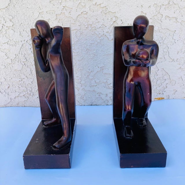 Pair of Mid Century Male Figurine Bookends | Chairish