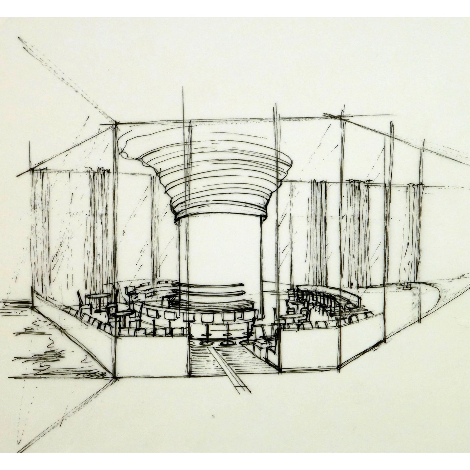 Architectural Drawing of Bar | Chairish