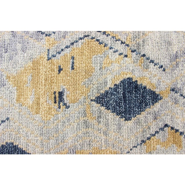 Hand Knotted Wool Modern Rug With Diamond Design in Yellow and Blue ...