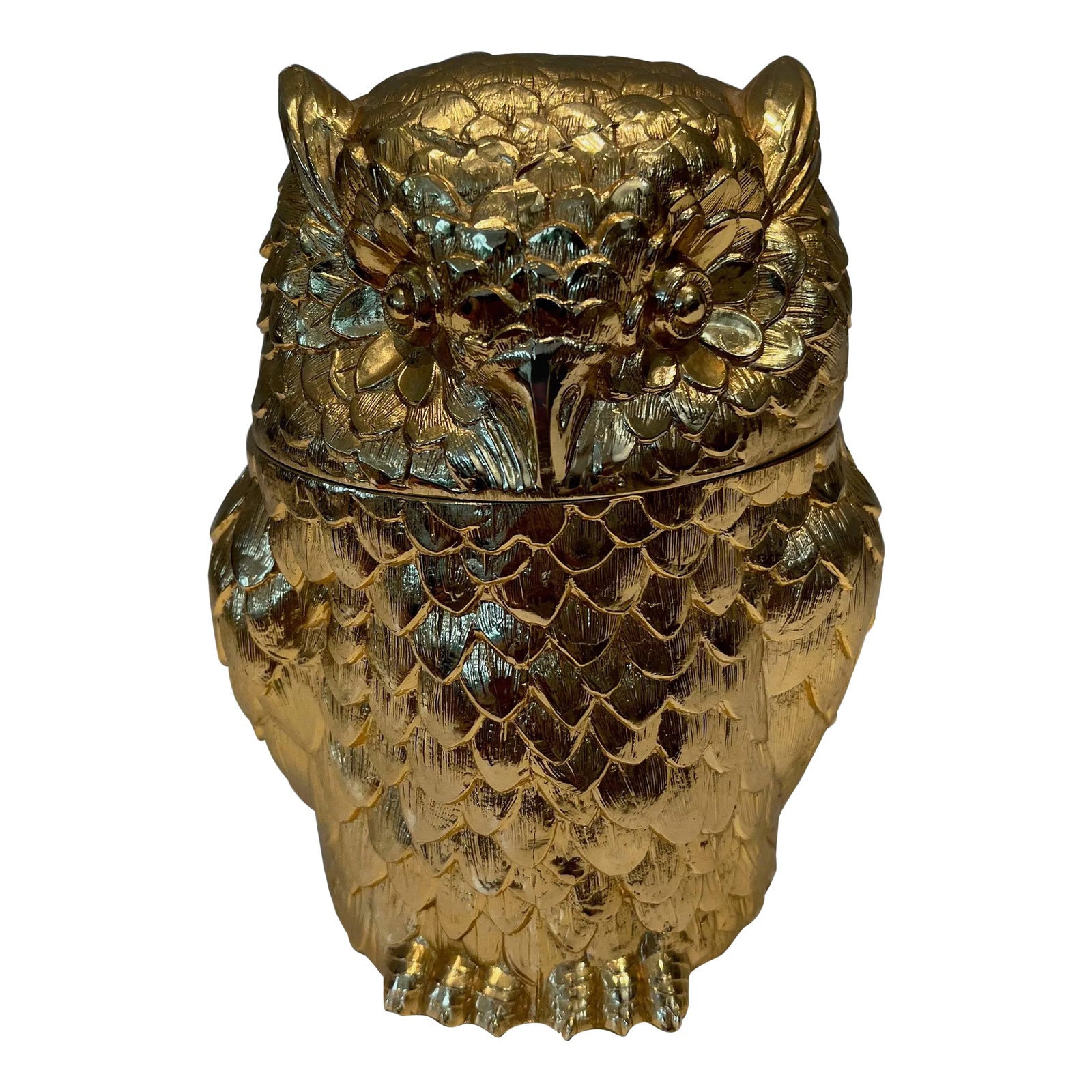 Gold Metal Ice Bucket With Owl. Italian Works by Mauro Mainetti. Circa ...
