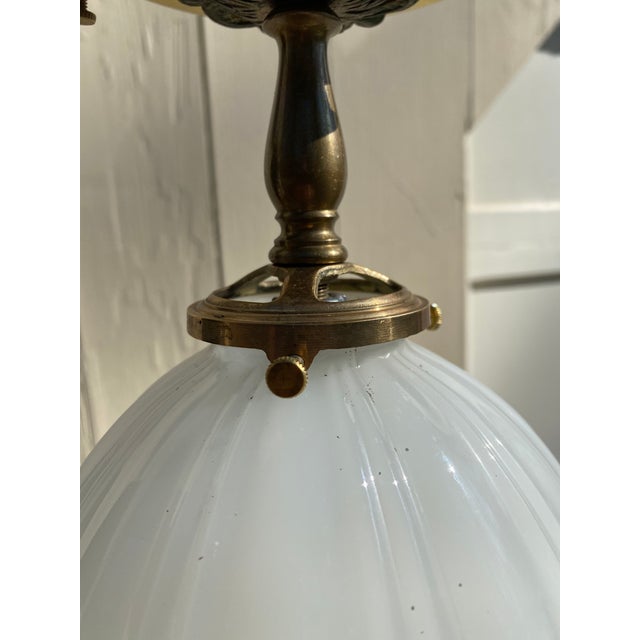 Vintage 1920s Brass Ceiling Fixture With Vintage Clam Broth Shade ...