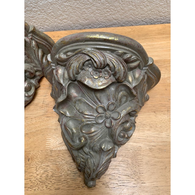 Set of Two Vintage Rococo Style Plaster Wall Accents | Chairish