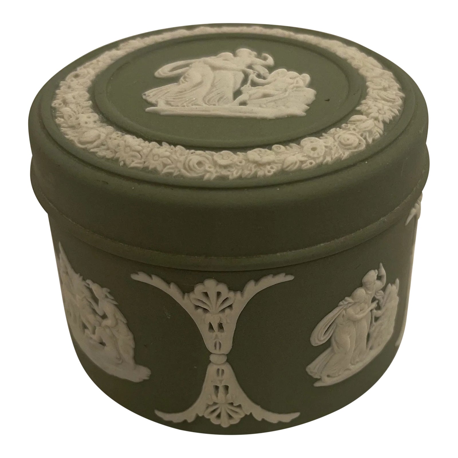Green Wedgwood Lidded Box | Chairish