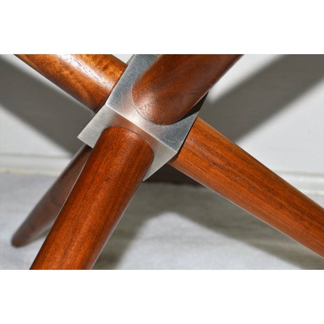 1960s Jax Jacks Style Walnut Aluminum Figure 8 Glass Coffee Table ...