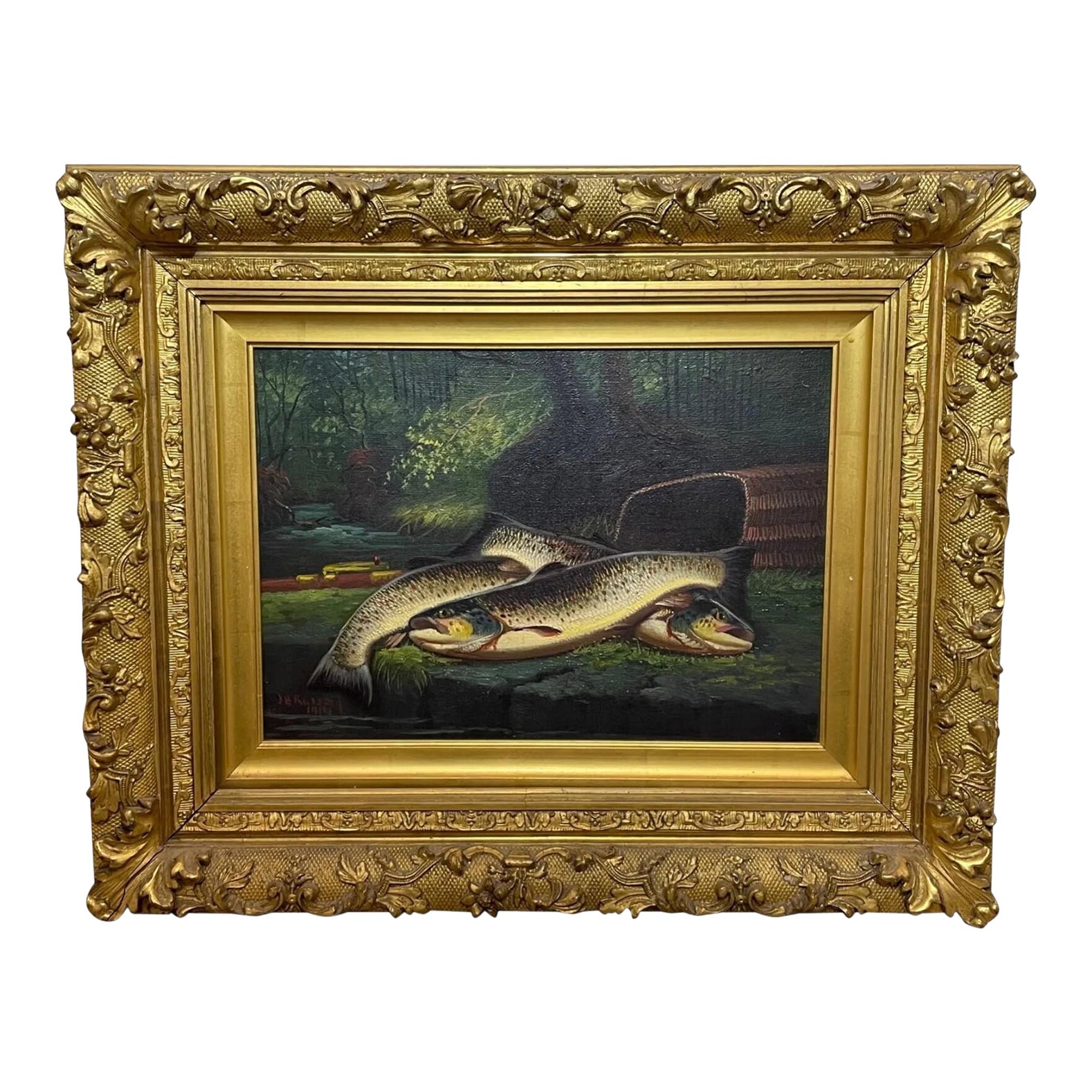 Scottish Angling Fishing Oil Painting – “Burn Trout” by James B ...