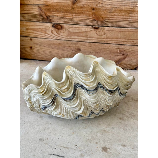 Vintage Coastal Clam Shell Cast Resin Decorative Bowl | Chairish