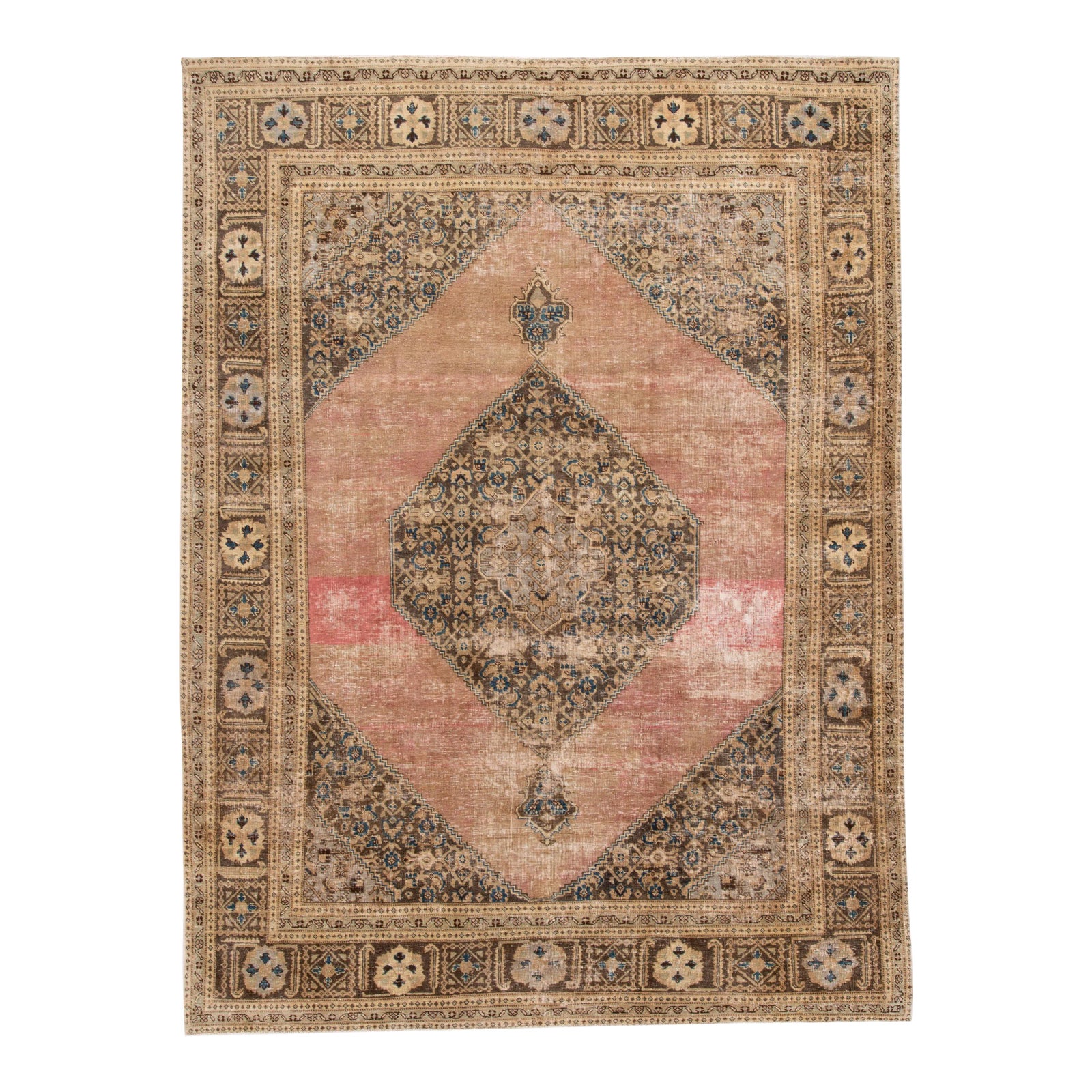Pink Vintage Shabby Chic Handmade Wool Rug | Chairish