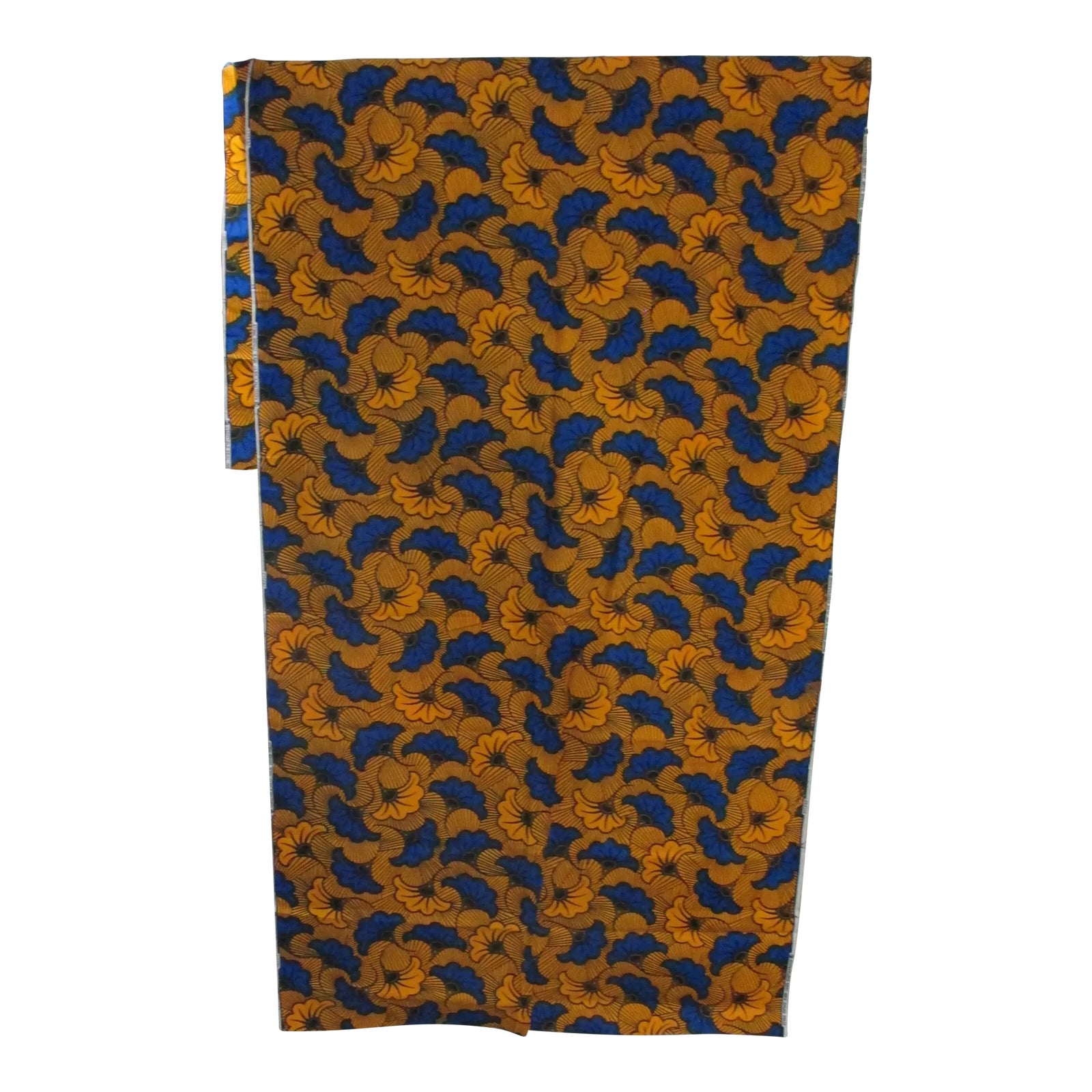 Veritable Binta Wax Orange and Blue African Fabric | Chairish