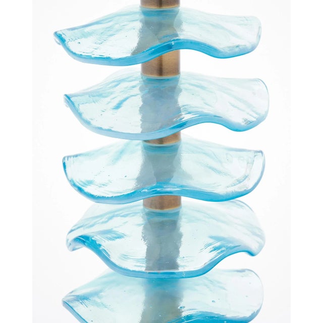 Murano Glass Blue Disc Lamps | Chairish