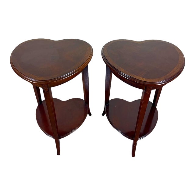 Vintage Lane Furniture Two Tier Heart Shaped Accent Table - Pair | Chairish