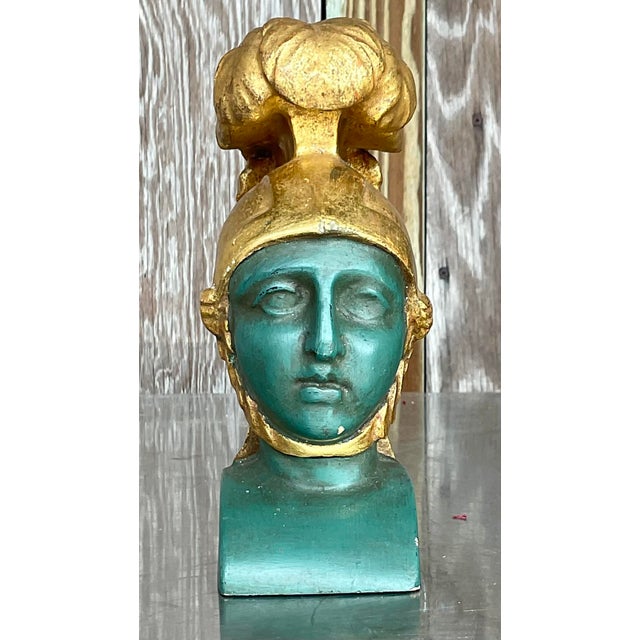 Vintage Boho Italian Plaster Gladiator Bust | Chairish