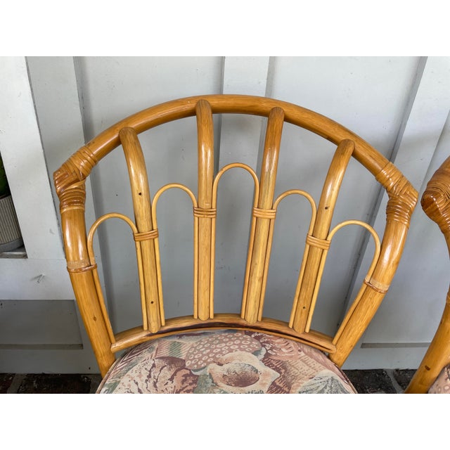 Vintage Set of 4 Coastal Rattan Dining Chairs With Curved Backs and ...