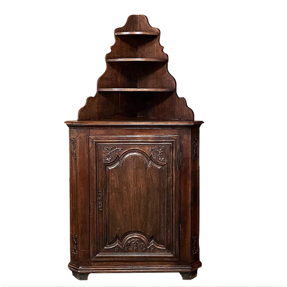18th Century Country French Rustic Corner Cabinet | Chairish