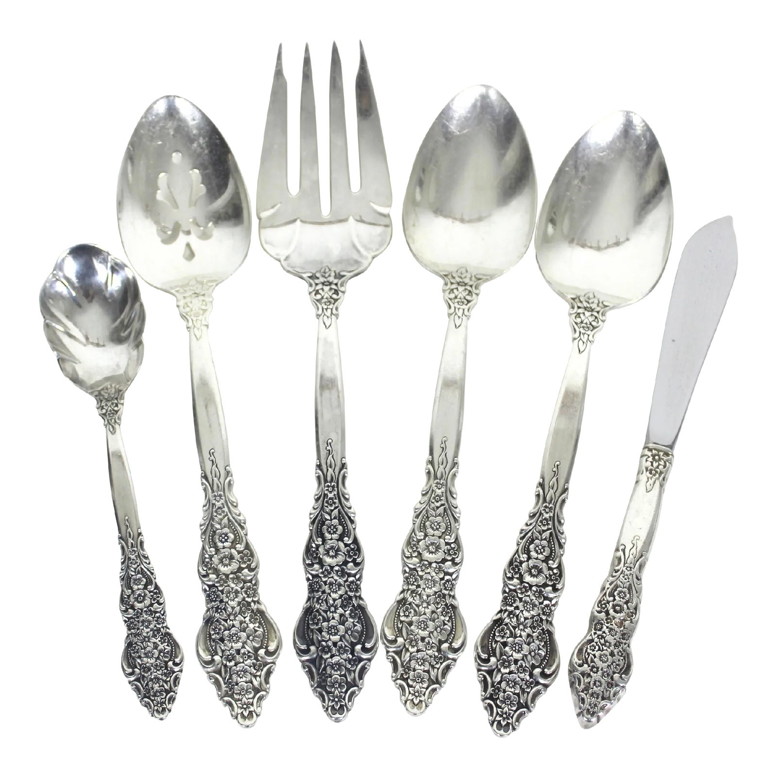 1971 Renaissance 6 Piece Hostess Serving Set Vintage Ornate Silver ...
