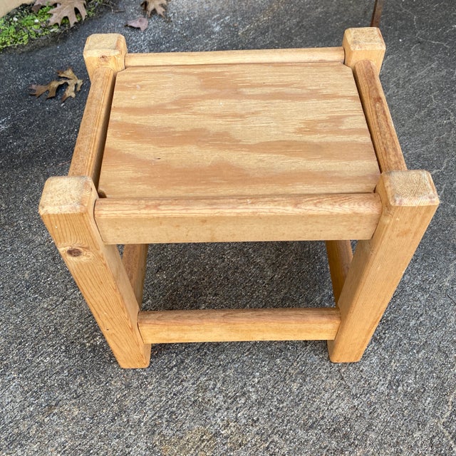 Minimalist Wooden Petite Stool or Plant Stand | Chairish