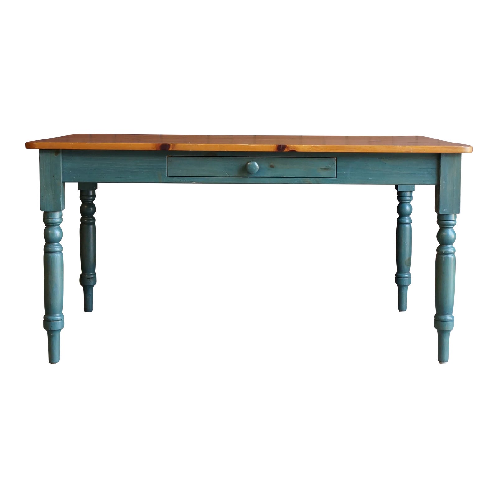 Ethan Allen Farmhouse Pine Dining Table ~ Desk | Chairish